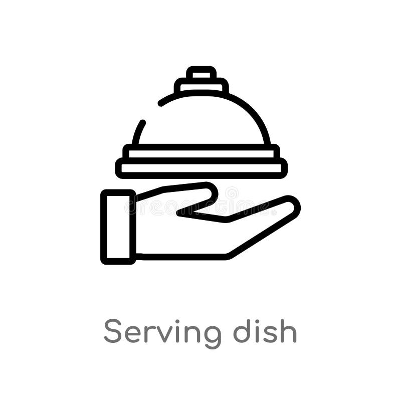 Outline Serving Dish Vector Icon. Isolated Black Simple Line Element ...