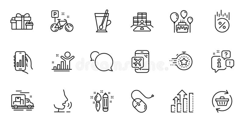 Outline Set of Creativity, Cake and Analysis Graph Line Icons for Web ... Outline Set of Creativity, Cake and Analysis Graph Line Icons for Web ...