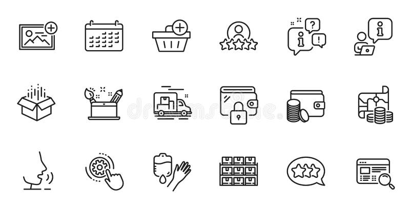 Outline Set of Creativity Concept, Calendar and Interview Line Icons ...