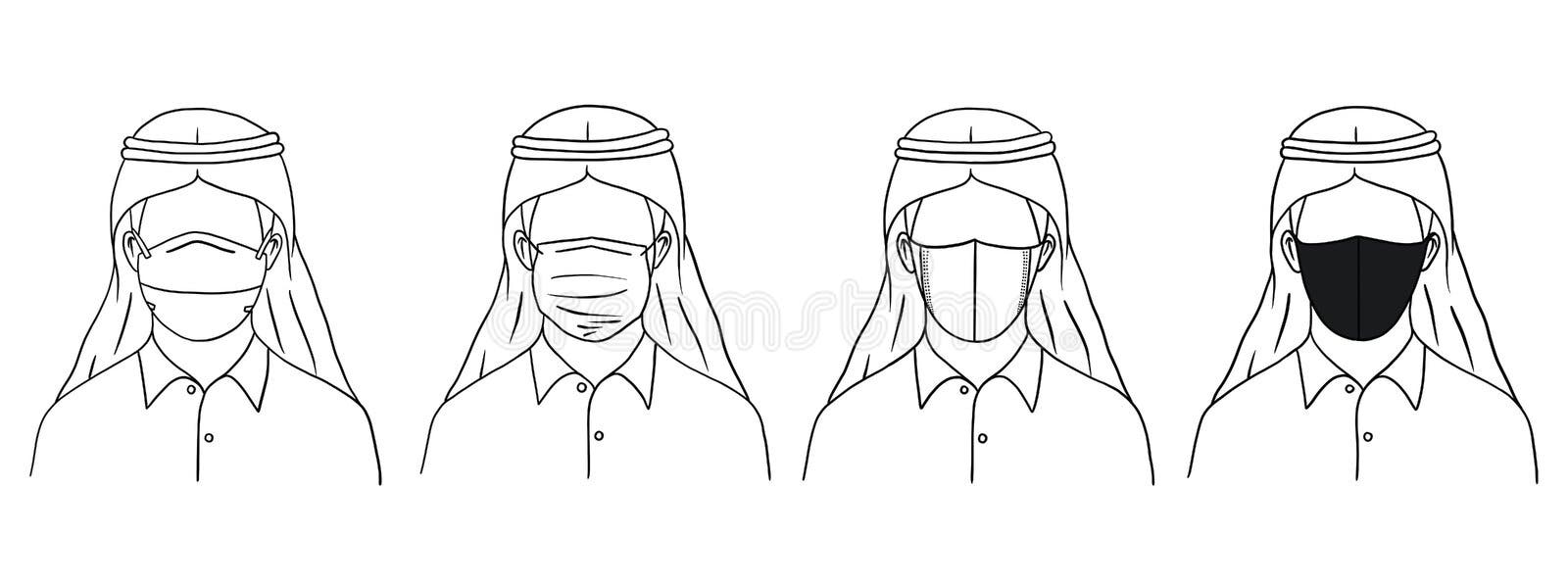 Outline of Man Wearing Surgical Mask. Stock Illustration - Illustration ...