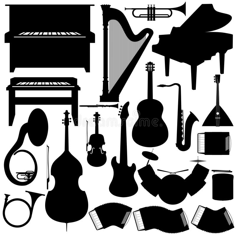 Outline a Set of Musical Instruments Stock Vector - Illustration of ...