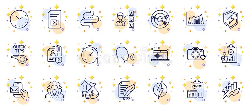 Outline Set of Opinion, Infographic Graph and Inspect Line Icons for ...