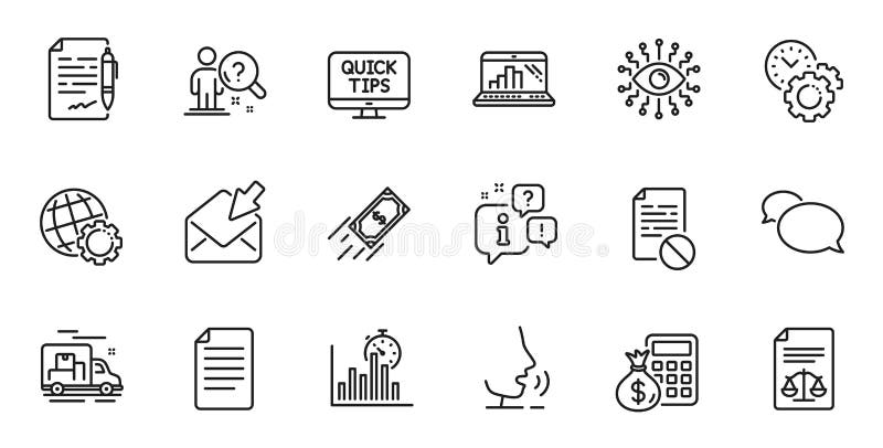 Outline Set of Report Timer, Finance Calculator and Wrong File Line Icons for Web Application ...