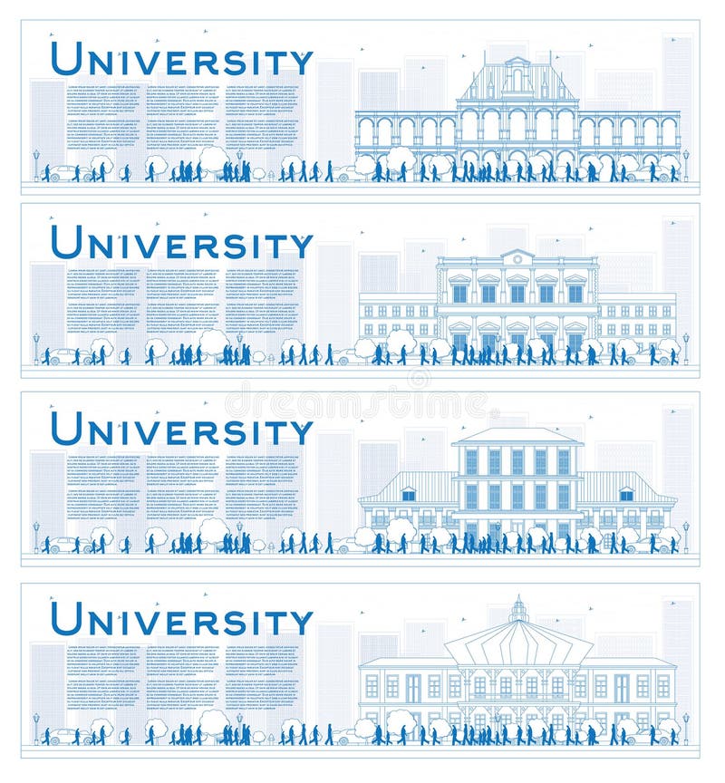 Outline University or College Building in Classic Style. Stock Vector ...