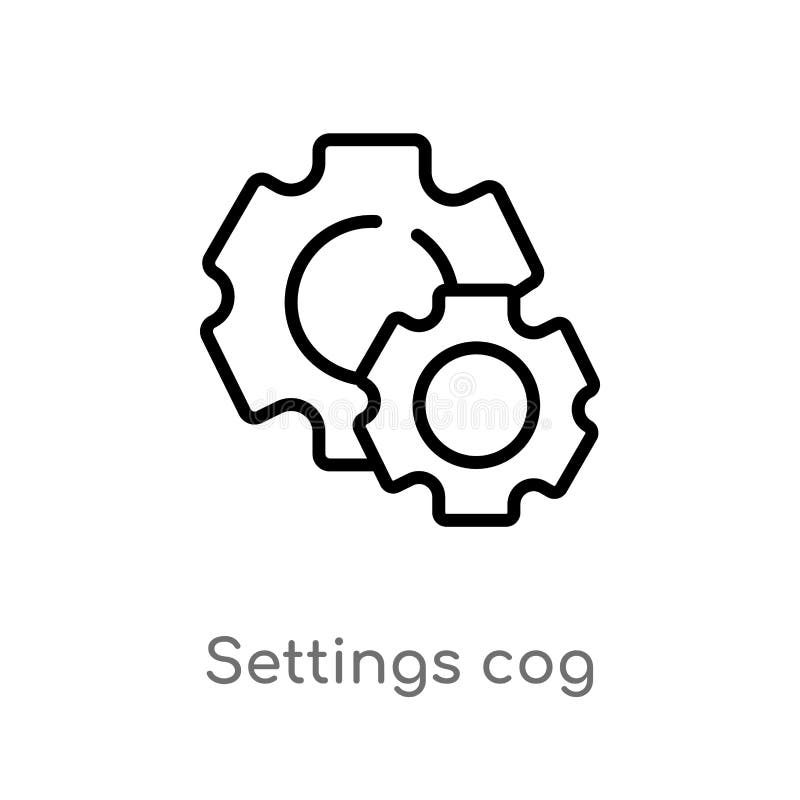 Outline Settings Cog Vector Icon. Isolated Black Simple Line Element ...
