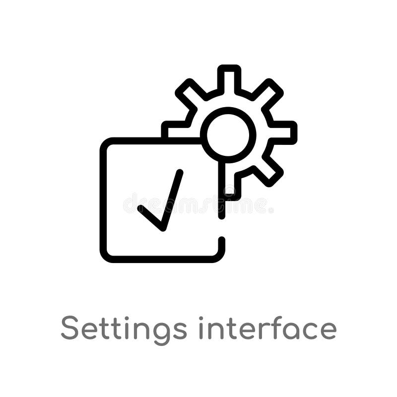 Outline Settings Gears Vector Icon. Isolated Black Simple Line Element ...