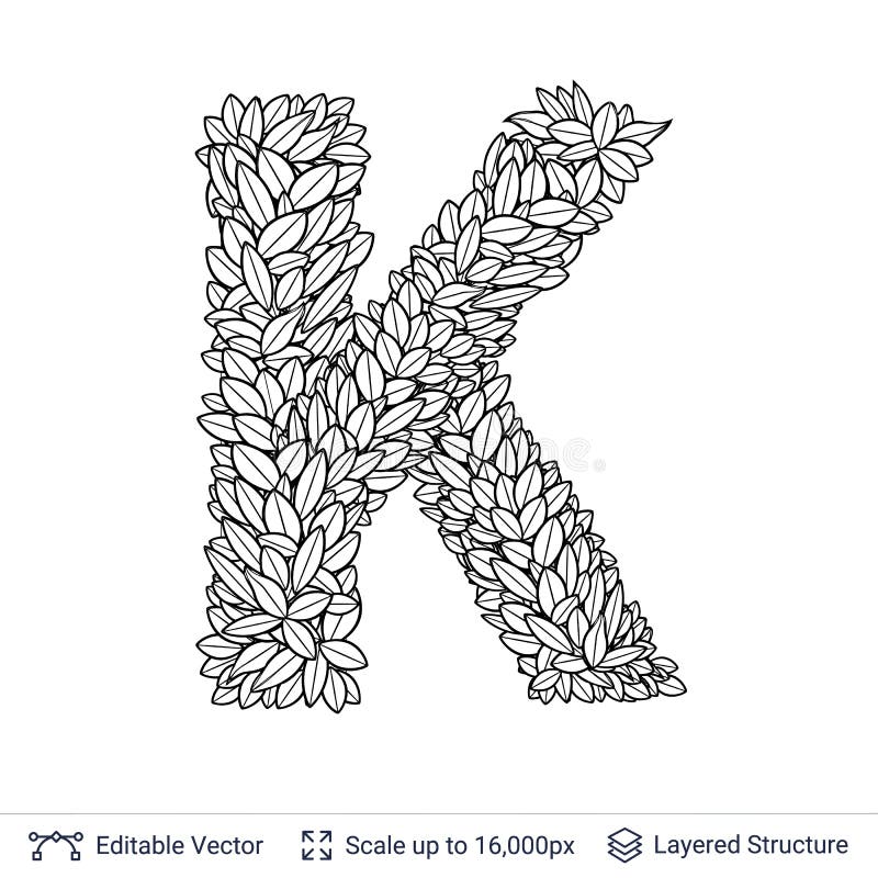 Letter K Symbol of White Leaves. Stock Vector - Illustration of organic ...
