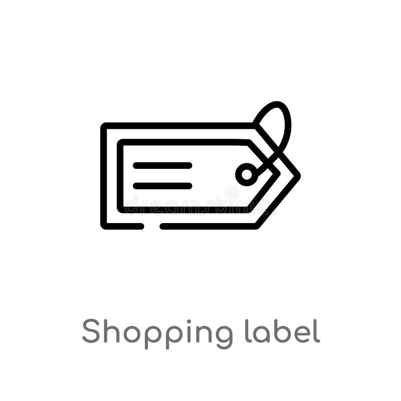 Outline Shopping Label Vector Icon. Isolated Black Simple Line Element ...