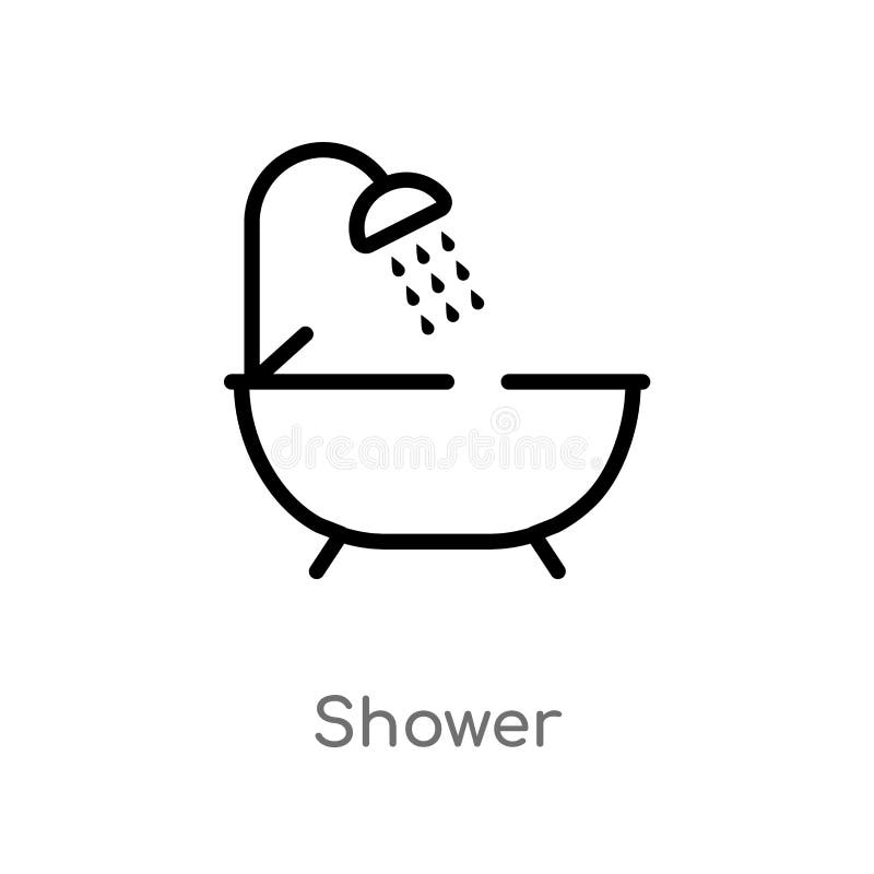 Outline Shower Vector Icon. Isolated Black Simple Line Element ...