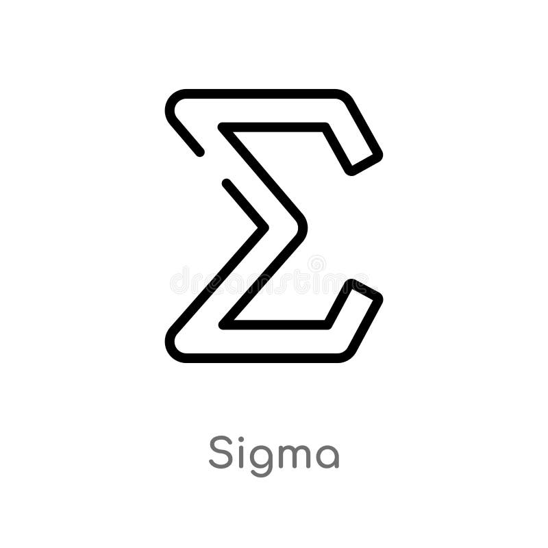 Outline Sigma Vector Icon. Isolated Black Simple Line Element ...