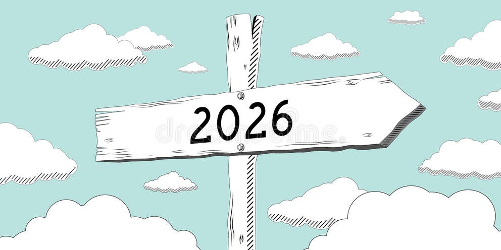 2026 - Outline Signpost with One Arrow Stock Illustration ...