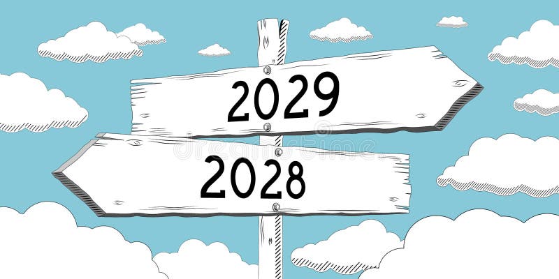 2028 and 2029 - Outline Signpost with Two Arrows Stock Illustration ... 2028 and 2029 - Outline Signpost with Two Arrows Stock Illustration ...