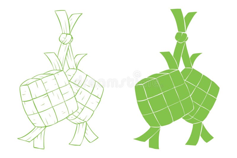 Ketupat Outline & Silhouette Stock Vector - Illustration of design ...