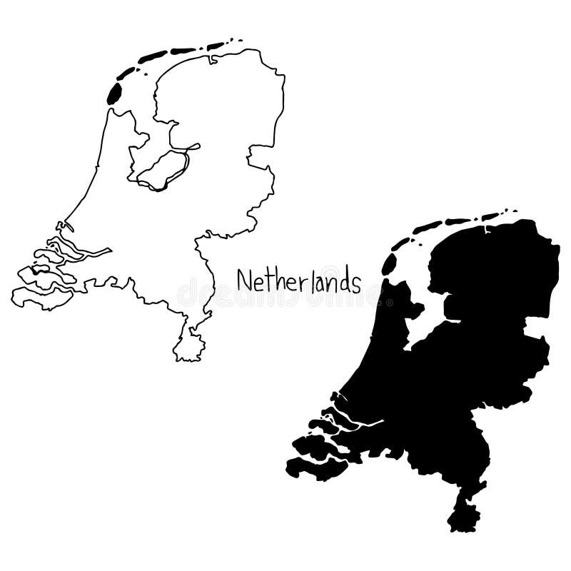 Netherlands Vector Black Outline Map Stock Illustrations – 487 ...