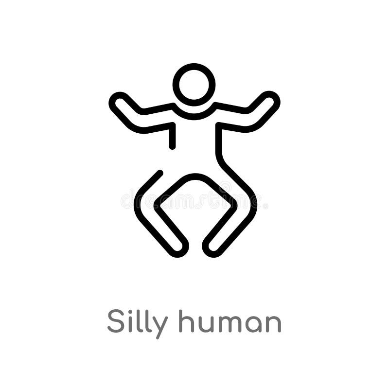 Outline Silly Human Vector Icon. Isolated Black Simple Line Element ...