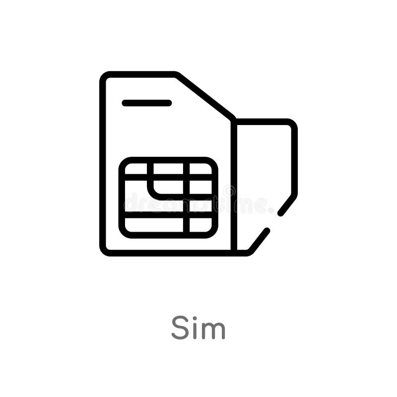Outline Sim Vector Icon. Isolated Black Simple Line Element ...