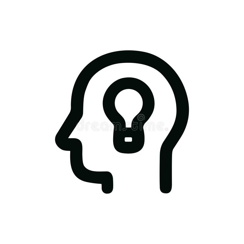 Outline Simple Head Idea Lightbulb Stroke Icon Stock Illustration ...