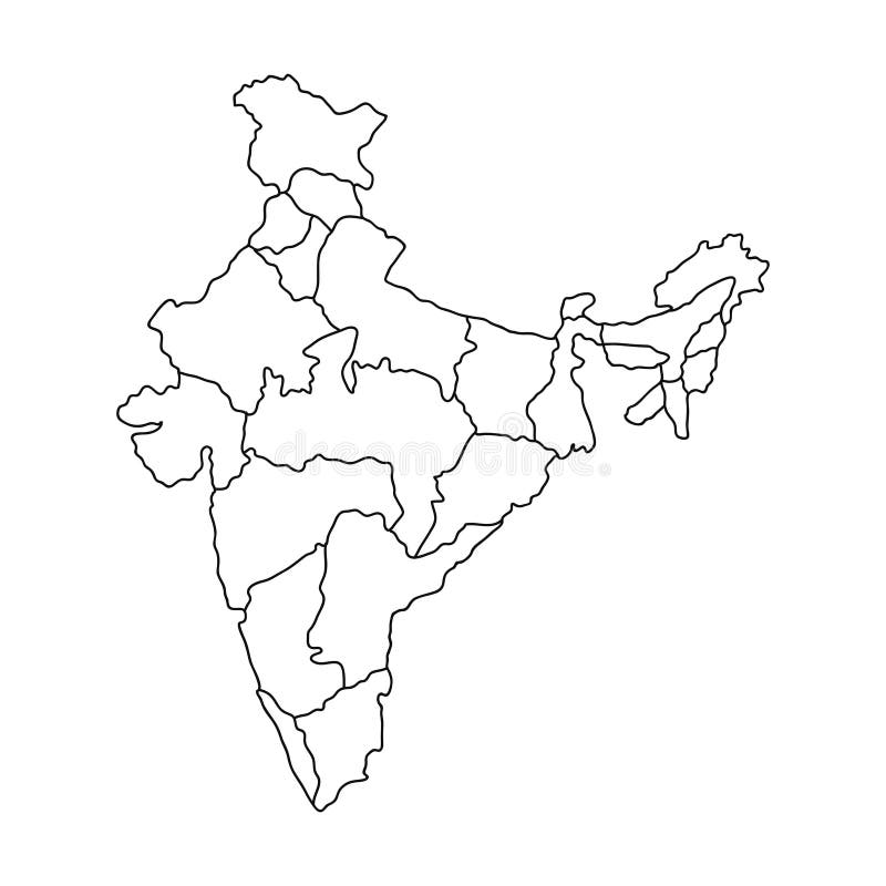 Outline Simple Map of India.Map of India Regional Division Stock Vector ...