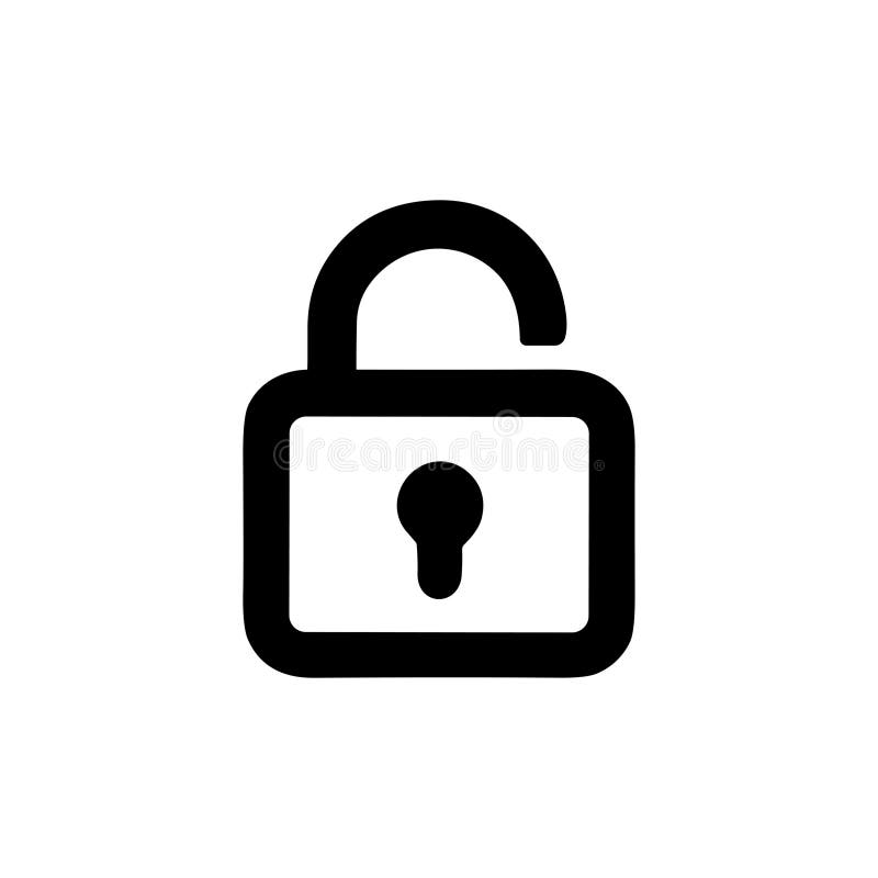Outline Simple Open Padlock Shape Security Access Symbol Icon Stock ...