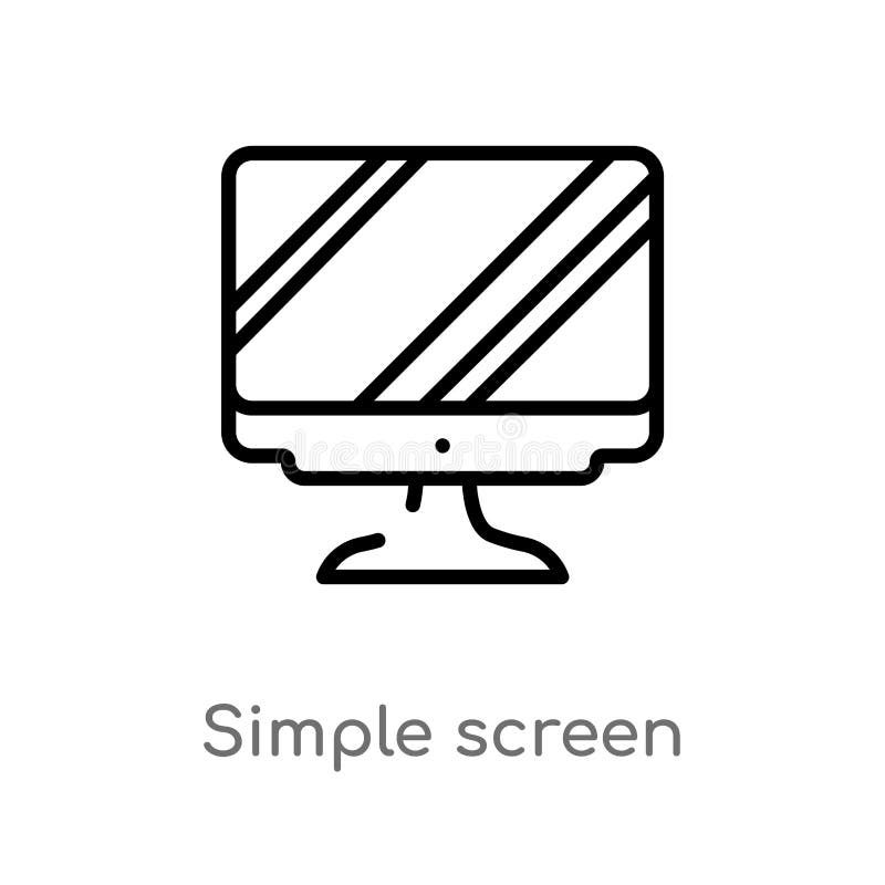 Outline Simple Screen Vector Icon. Isolated Black Simple Line Element ...