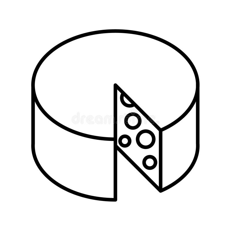 Outline, Simple Vector Cheese Icon Isolated on White Background Stock ...