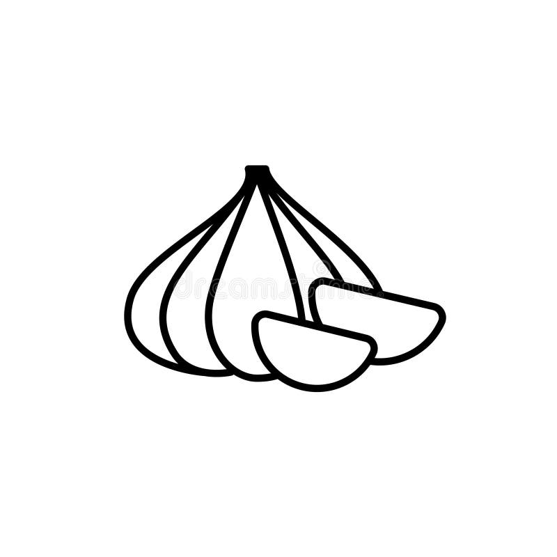 Outline Garlic Vector Icon. Isolated Black Simple Line Element ...