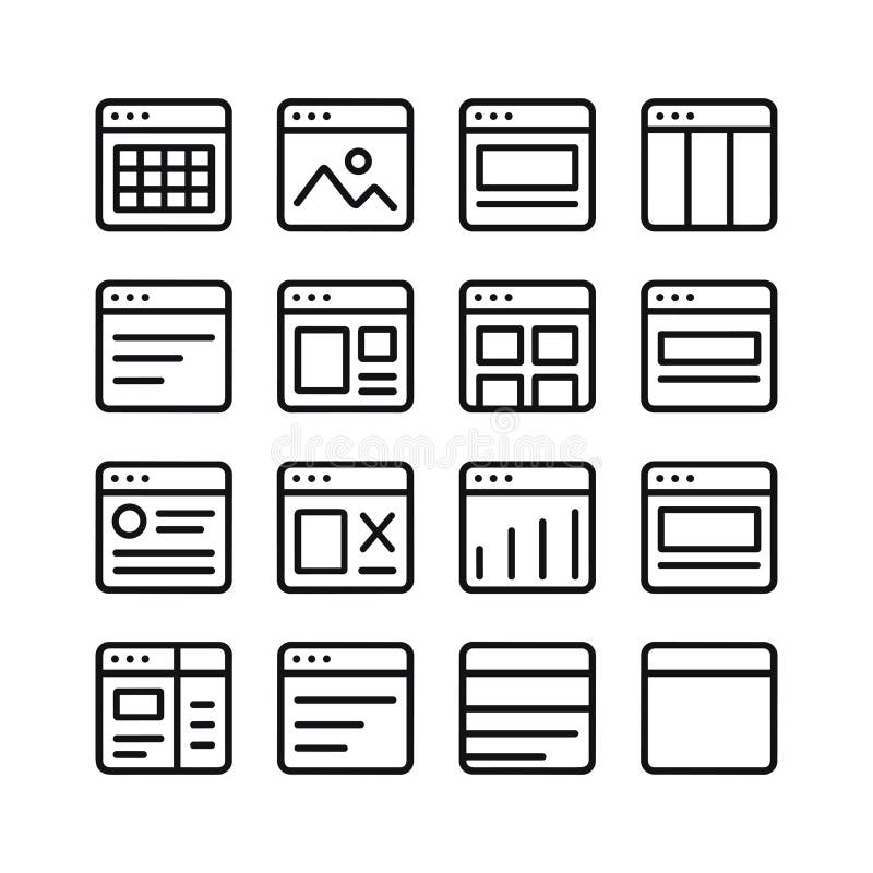 Webpage Outline Icons Collection Stock Illustrations – 826 Webpage ...