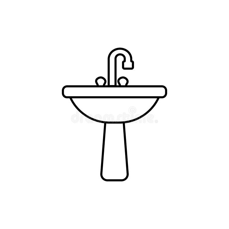 Outline Sink Illustration Icon Line Water Stock Vector - Illustration ...