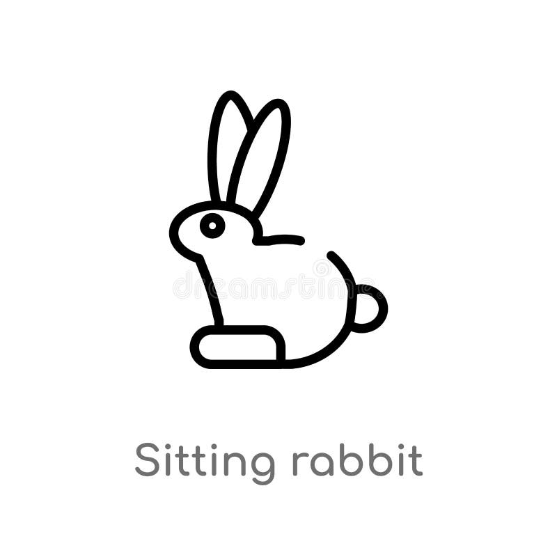 Outline Sitting Rabbit Vector Icon. Isolated Black Simple Line Element ...