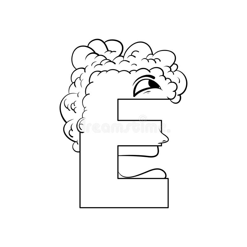 Outline Sketch Alphabet Character E. Handraw Sketch Alphabet Stock ...