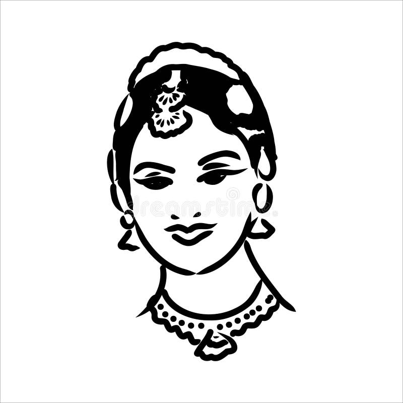 Outline Sketch of Indian Woman Dancer Dancing Stock Vector ...
