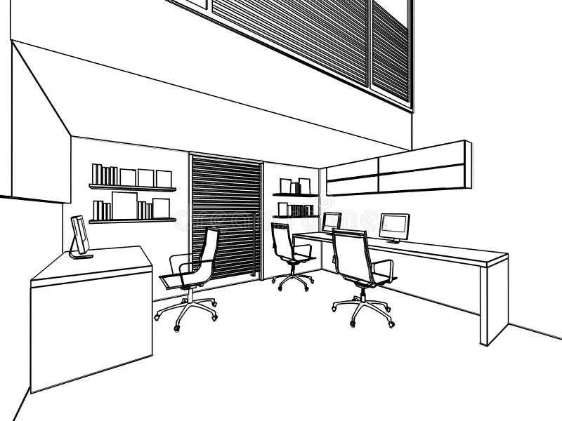Interior Office Outline Drawing Sketch Stock Illustrations – 3,749 ...