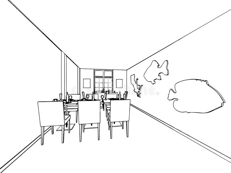 Outline Sketch of a Interior Stock Vector - Illustration of wire, line ...