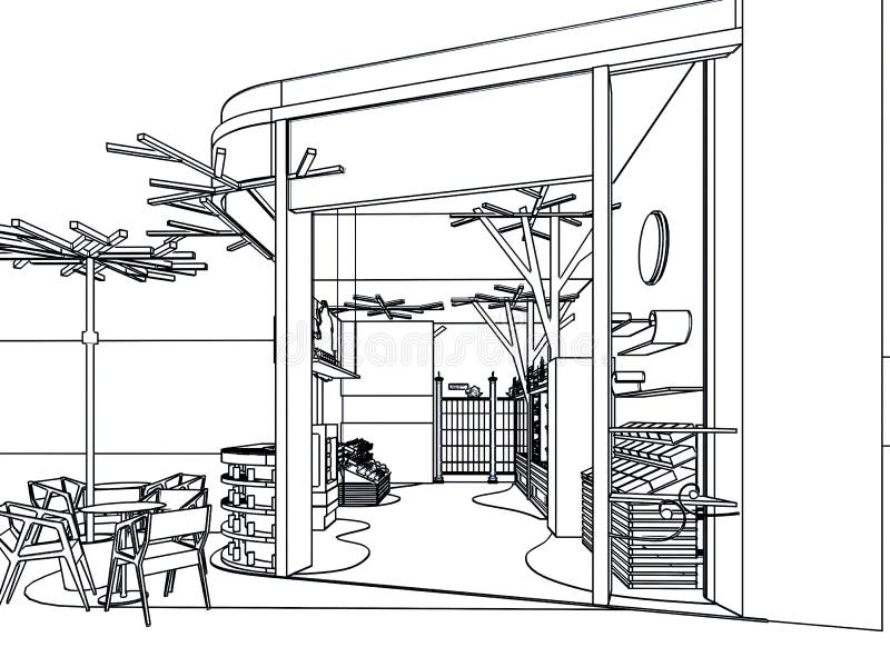Retail Store Interior Sketch Stock Illustrations – 258 Retail Store ...