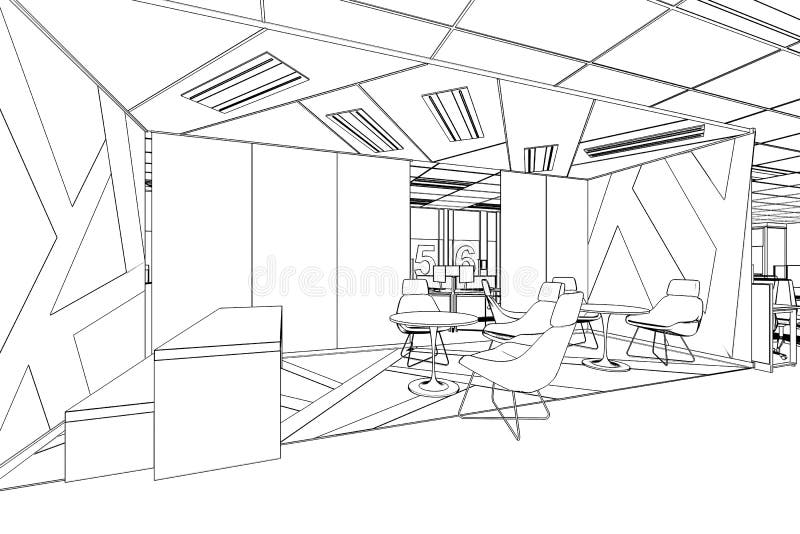 Outline Sketch of a Interior Pantry Area Stock Illustration ...
