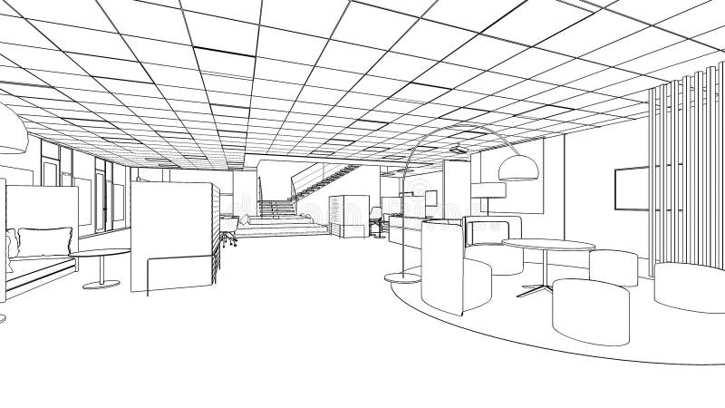 Outline Sketch of a Interior Office Area Stock Illustration ...