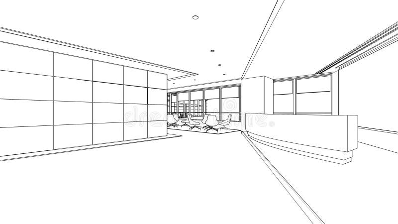 Outline Sketch of a Interior Reception Area Stock Illustration ...