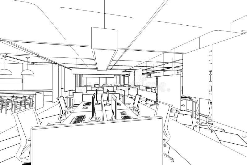 Outline Sketch of a Interior Work Area Stock Illustration ...