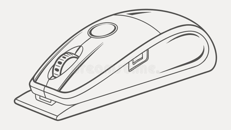 Outline Sketch of a Modern Computer Mouse Device, Vector Design Generative AI Stock Vector ...