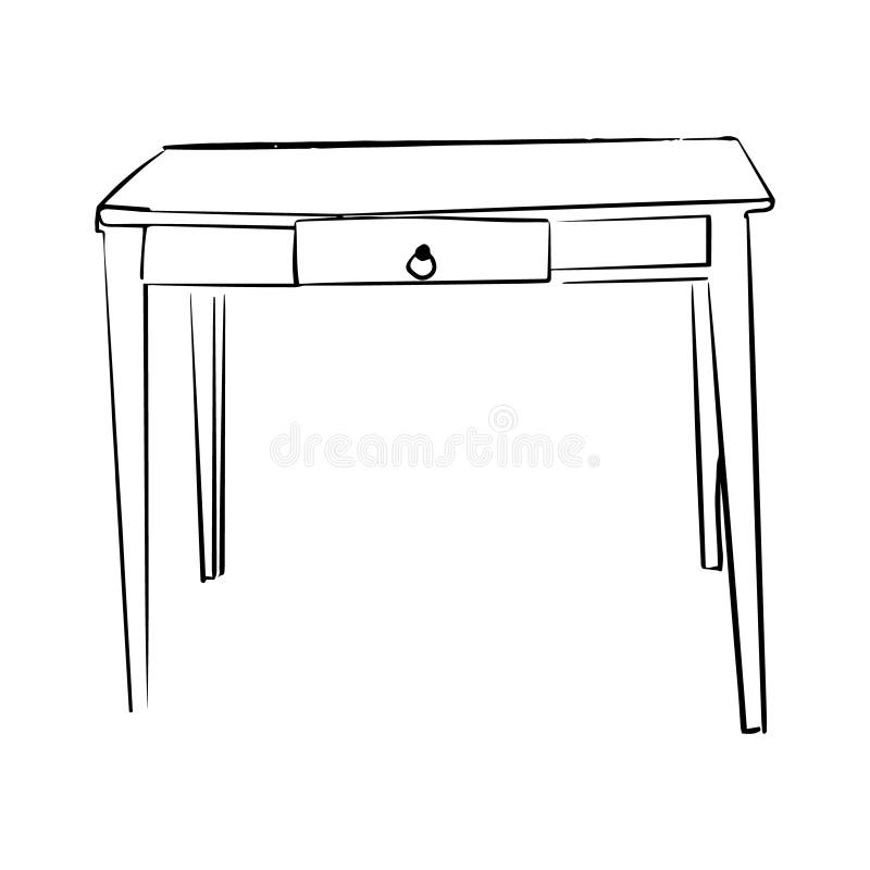 Outline Sketch of Old Table in Doodle Style Stock Vector - Illustration ...