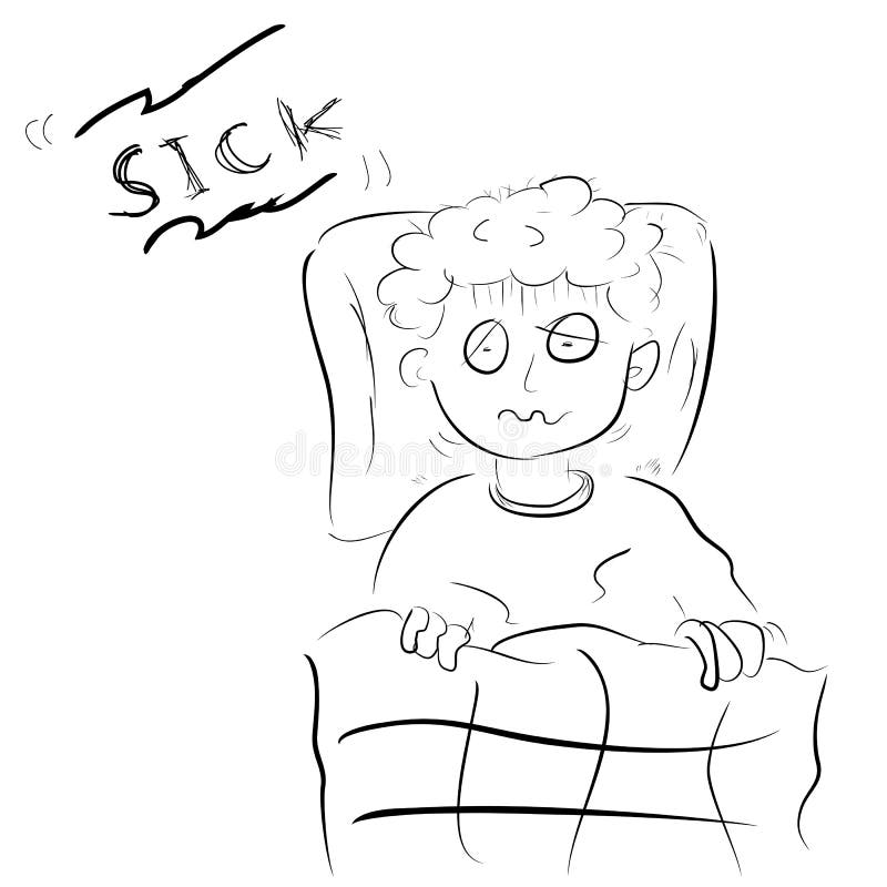 Outline Sick Human Vector Icon. Isolated Black Simple Line Element ...