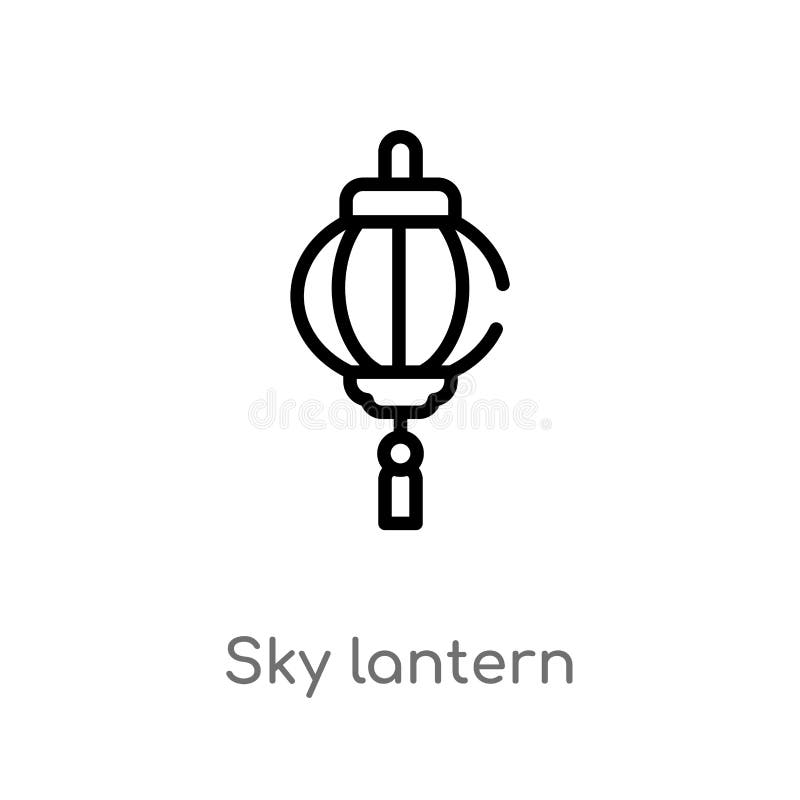 Outline Sky Lantern Vector Icon. Isolated Black Simple Line Element ...