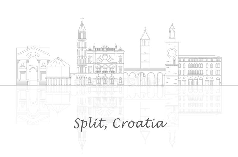 Outline Skyline Panorama of City of Split, Croatia Stock Vector ...