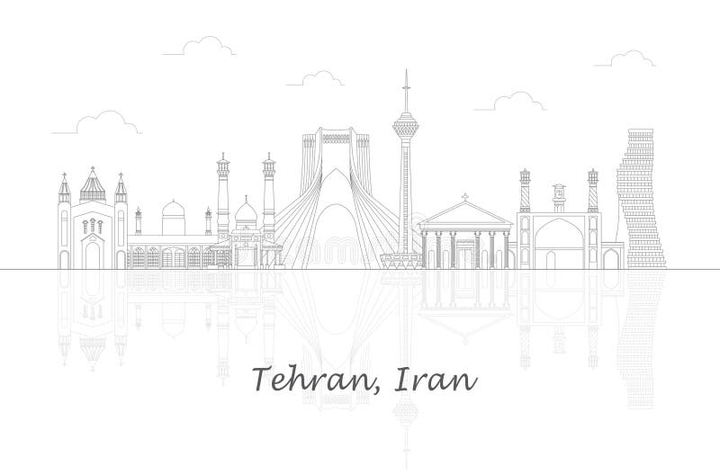 Outline Skyline Panorama of City of Tehran, Iran Stock Vector ...