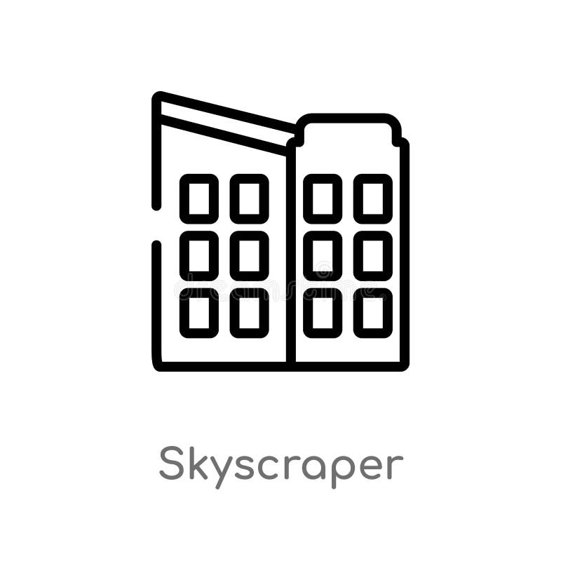 Outline Skyscraper Vector Icon. Isolated Black Simple Line Element ...