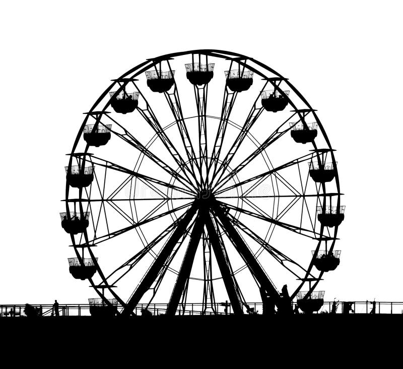 Detailed Ferris Wheel in Silhouette Stock Vector - Illustration of ...
