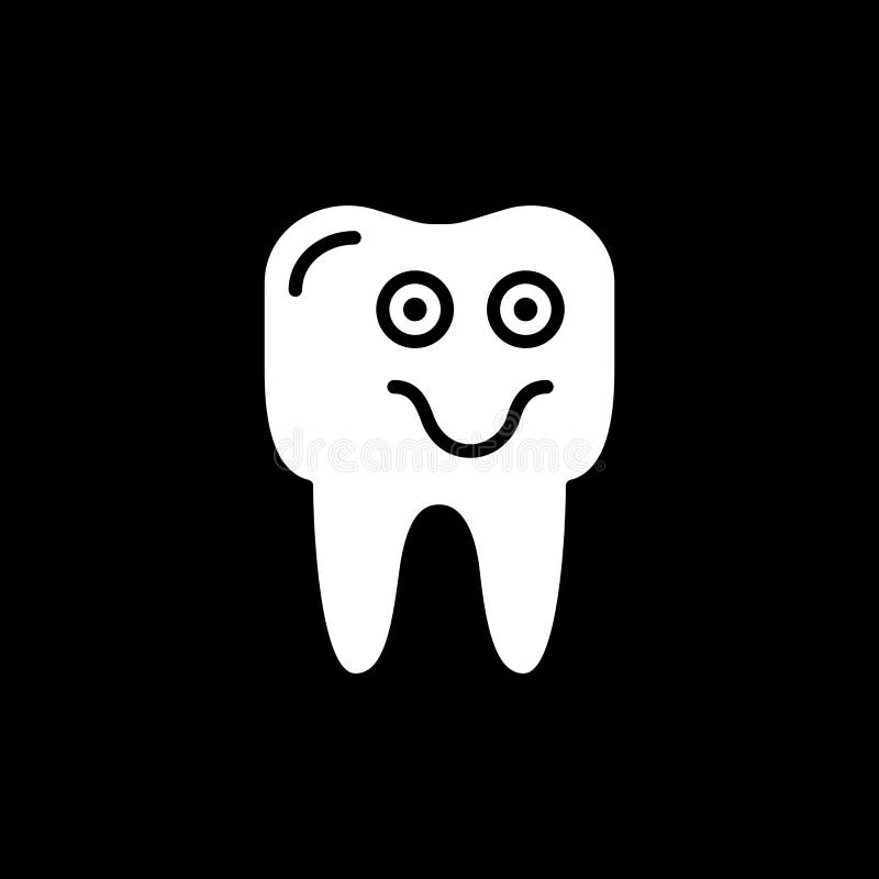 Outline Smile Tooth Icon Vector Illustration on Black Background Stock ...