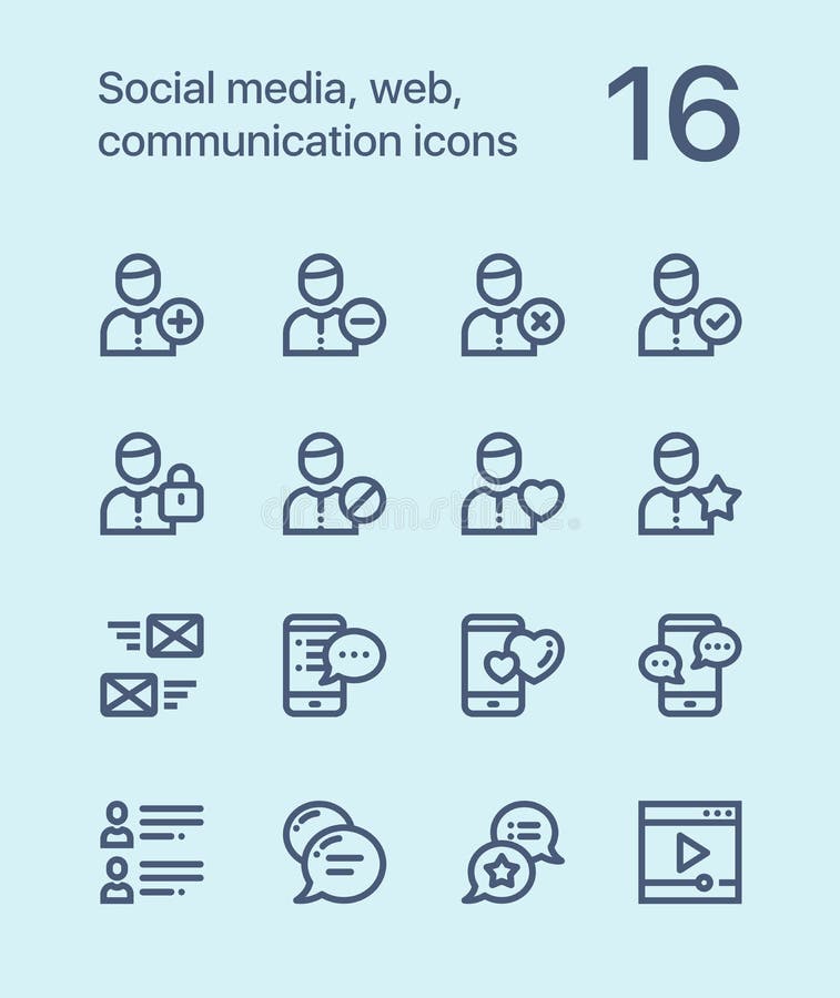 Outline Social Media, Web, Communication Icons for Web and Mobile ...