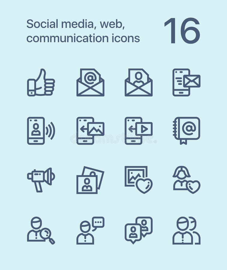 Outline Social Media, Web, Communication Icons for Web and Mobile ...