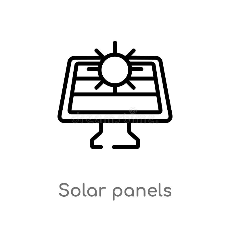 Outline Solar Panels Vector Icon. Isolated Black Simple Line Element ...